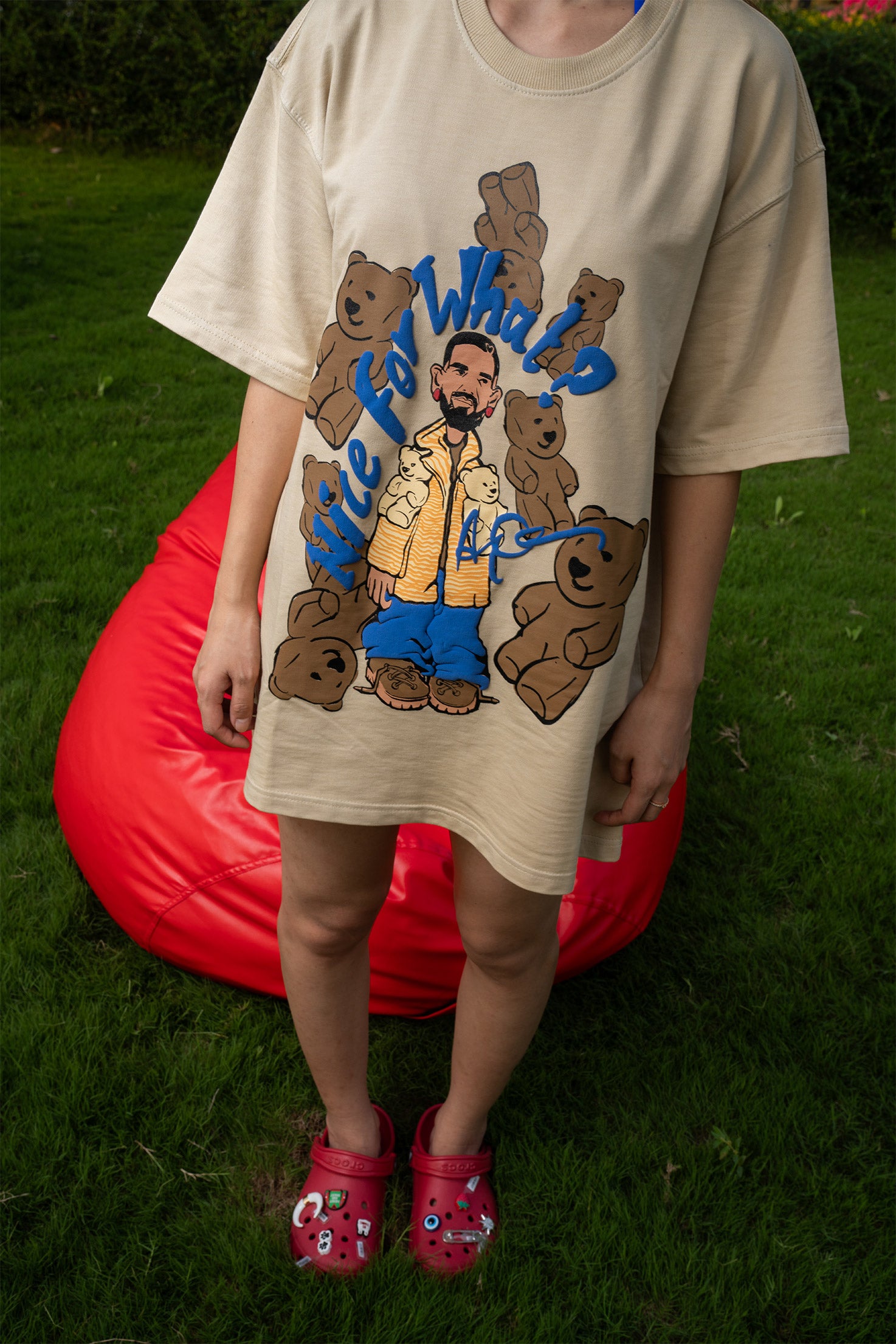 Drake Teddy Faded Effect Oversized Tee – Crayyheads