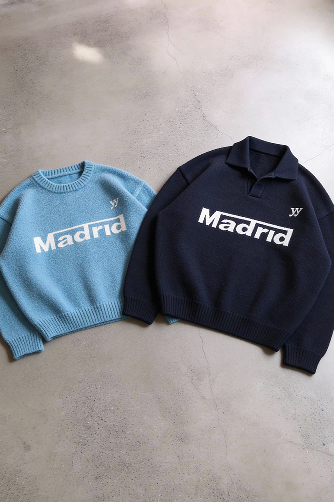 Madrid Jacquard Polo | Navy Blue & Madrid Jacquard Pullover | Ice Blue ...